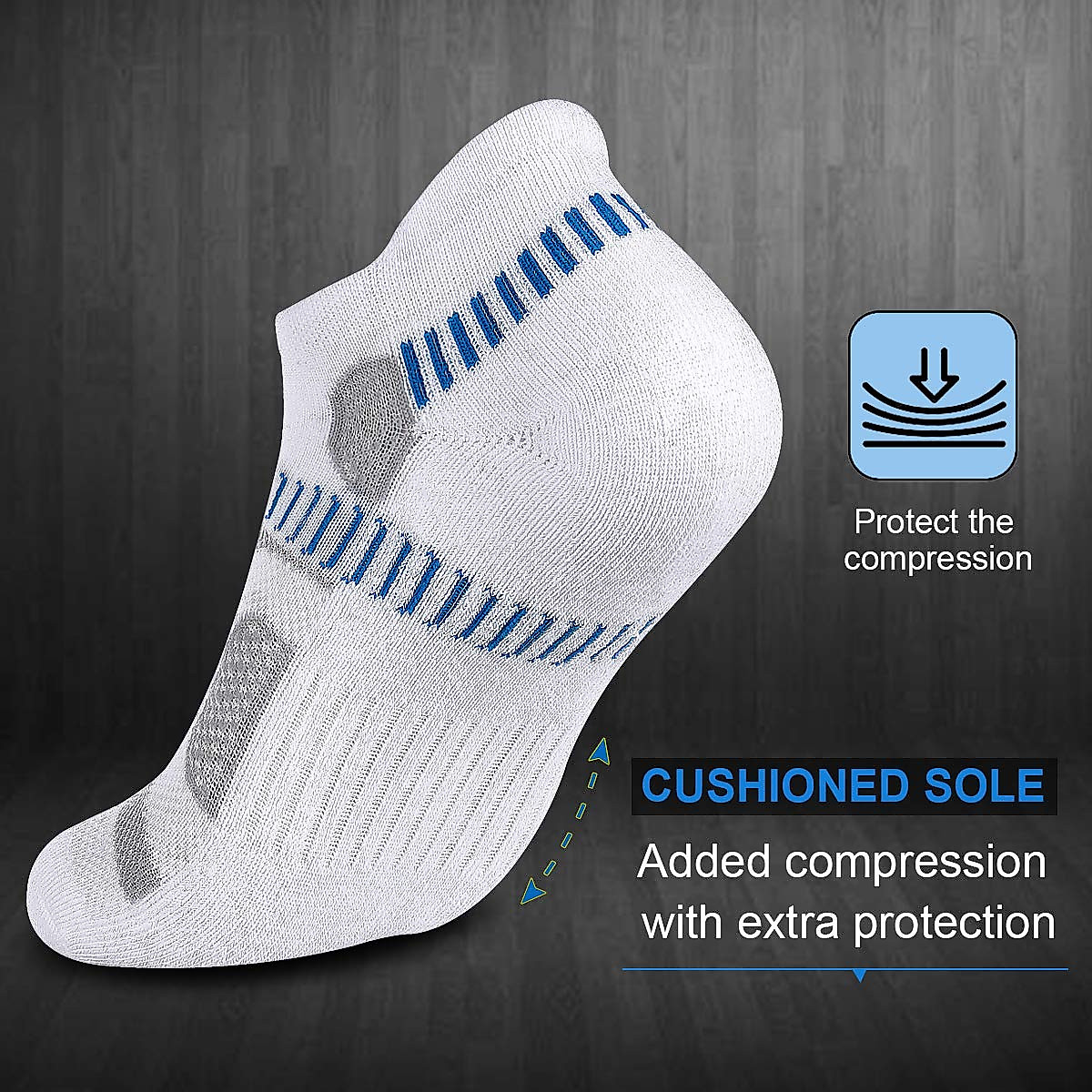 Heatuff Mens Athletic Ankle Socks Moisture Wicking Cushion Running Low Cut Sock 6 Pack