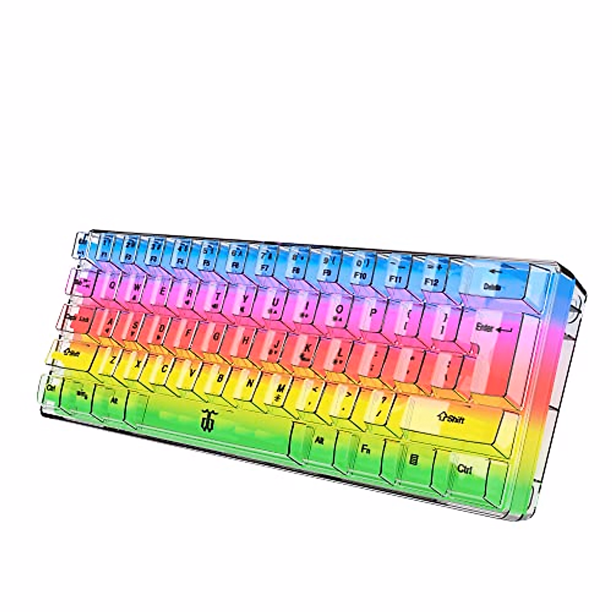 Snpurdiri 60% Wired Gaming Keyboard, RGB Backlit Ultra-Compact Mini Keyboard, Waterproof Small Compact Transparent Keycaps for PC/Mac Gamer(White Transparent)