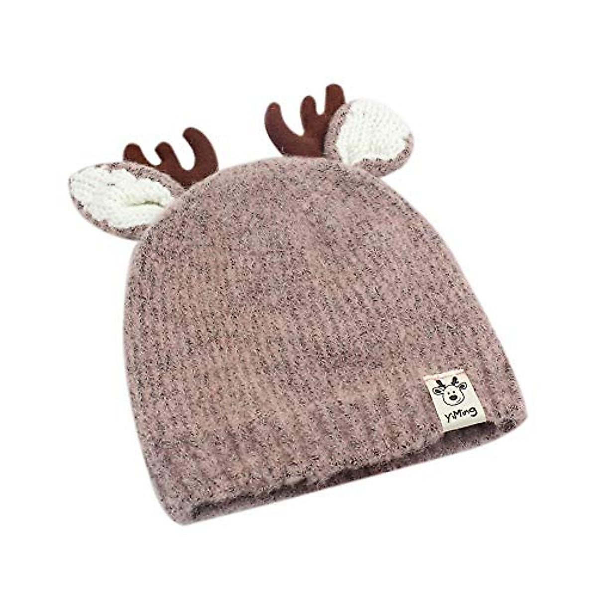 Cute Reindeer Antlers Baby Beanie Soft Warm Crochet Knitted Hat for Toddler Girls Boys Pink