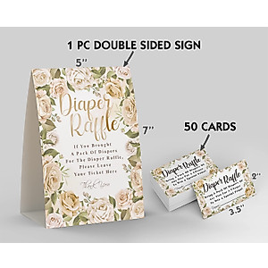 Diaper Raffle Tickets for Baby Shower Sign，Baby Shower Invitations with Diaper Raffle Cards - Baby gender neutral tickets(1 Sign with 50 Raffle Tickets)Toctose031