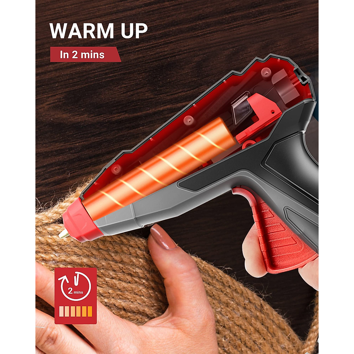 Avhrit Cordless Hot Glue Gun, Fast Preheating Glue Gun Kit with 20 Pcs Glue Sticks, Rechargeable Glue Gun with Built-in Battery, Auto Shut-off Glue Gun for Christmas Crafts, Repairs and DIY