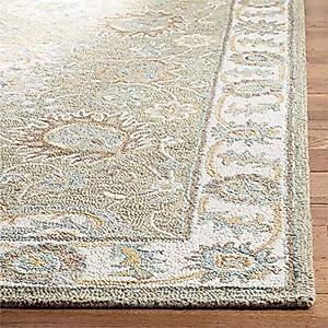 SAFAVIEH Blossom Collection 5' x 8' Sage / Ivory BLM702W Handmade Premium Wool Area Rug