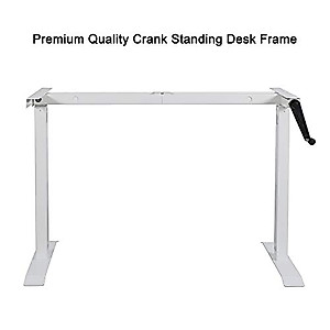 UNICOO – Primum Quality 55.12 x 27.6 Inch Crank Height Adjustable Standing Desk, Sit to Stand up Desk, Home Office Computer Table (White Frame/Ancient Oak Top-55IN-Crank)