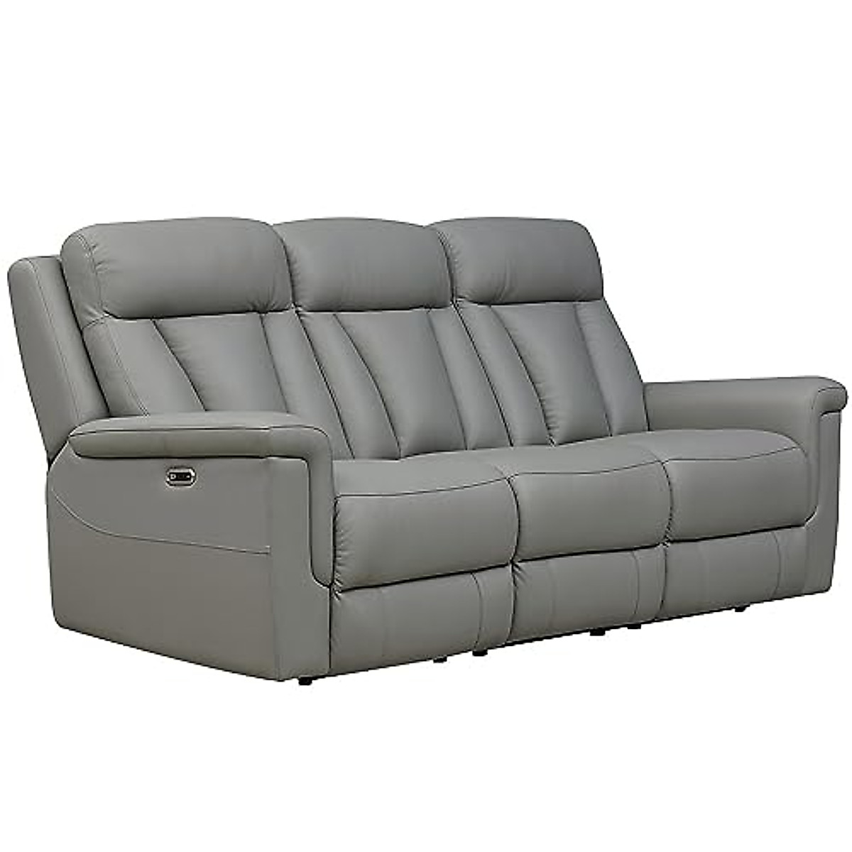 Hydeline Rhapsody Top Grain Leather Power Zero Gravity Reclining Sofa Couch 85", Silver Gray, Memory Foam, Pocket Coils and Control Panel