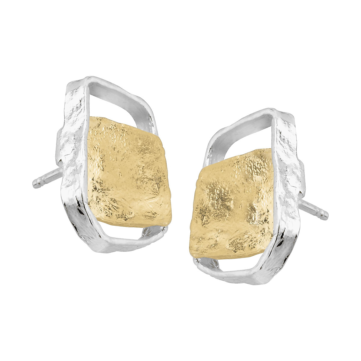 Silpada 'Golden Sands' Stud Earrings in Sterling Silver with 14K Gold-Plating