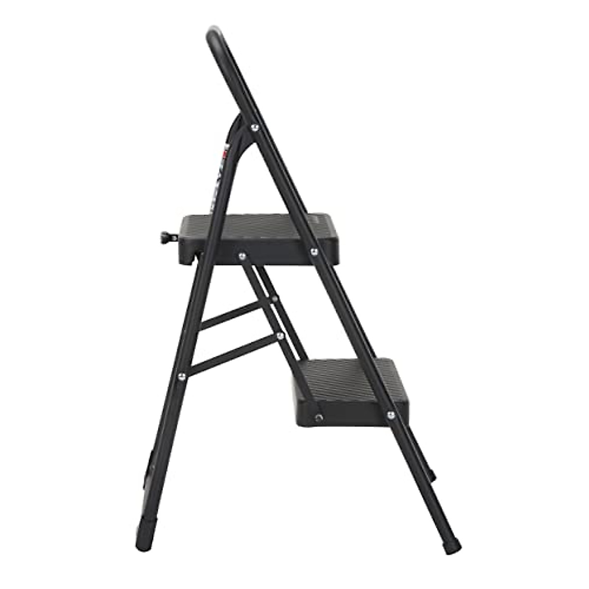 COSCO Two-Step Household Folding Step Stool, All Black, 7ft 11in Reach Height