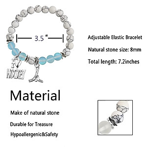 FUSTMW Hockey Charm Bracelet Ice Hockey Players Inspirational Gift Hockey Jewelry Gifts for Her (Hockey Charm Bracelet)