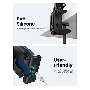 UGREEN Tablet Stand Holder for Bed Long Arm Adjustable Tablet Mount Flexible Clamp Desktop Stand Overhead Compatible for iPad Pro 10.5,9.7, Air Mini 5 4 3 2, iPhone, E-Reader, Black