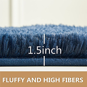Arbosofe Rugs for Living Room, Area Rug for Bedroom, 9 x 12 Clearance Navy Blue Nursery Room Rug, Large Throw for Playroom Room- Soft, Fluffy, Shaggy Carpets for Kids Room Girls