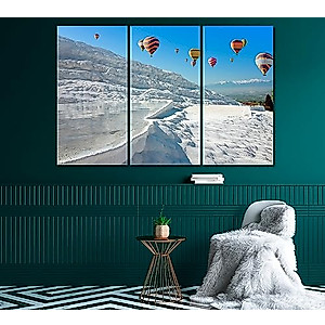 Balloons Over the Thermal Springs of Pamukkale Canvas Print 1 Panel / 36x24 inches