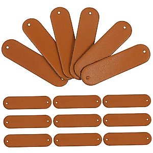 MILISTEN 100Pcs DIY Blank Leather Labels, Handmade PU Leather Tags, Embossed Clothing Tag with Holes for Jeans Bags Shoes Hat Jewelry Making Crafts, Sewing Clothing and More, Brown