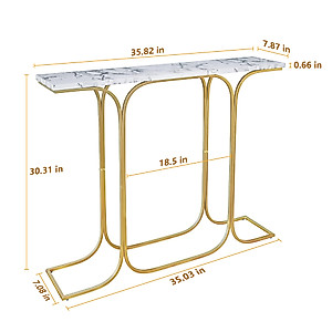 HOLTICO Console Table Narrow Sofa Table with Stable Metal Legs Entrance Table Home Decor Behind The Couch Table Modern Foyer Table for Living Room, Entryway, Hallway, Gold