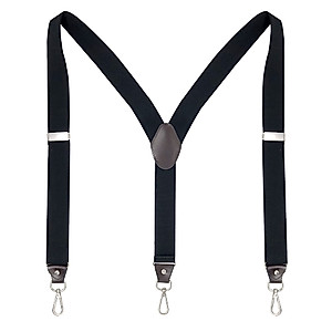 Men's Suspenders with Swivel Hooks and Elastic Straps Y-back, for Heavy Duty, Big and Tall (Black)