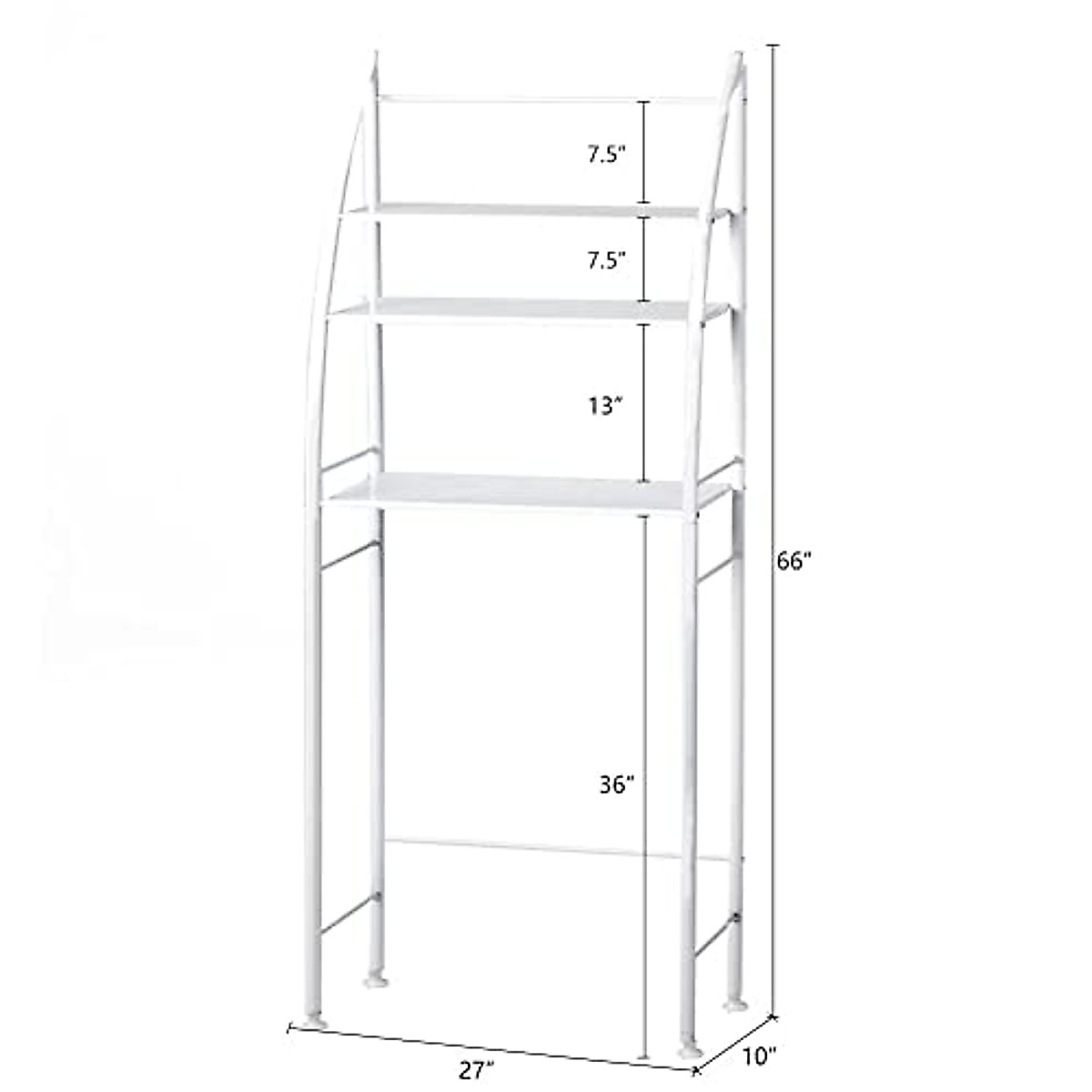 Dulce Domi 3-Shelf Bathroom Organizer Over The Toilet Storage, Bathroom Shelves Over Toilet, 27” L x 10” W x 66”H