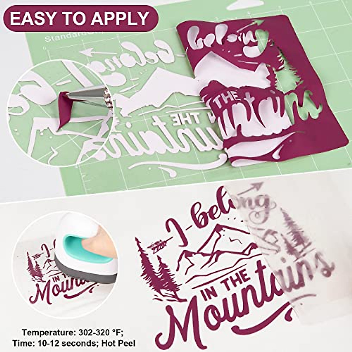 VINYL FROG Heat Transfer Vinyl Roll HTV Vinyl - 12"x5ft Maroon Iron on Vinyl for T-Shirts, Heat Press Vinyl for DIY Craft Designs (Maroon)