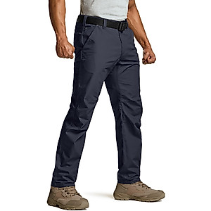 CQR Men's Ripstop Work Pants, Water Resistant Tactical Pants, Outdoor Utility Operator EDC Straight/Cargo Pants, Straight Police Navy, 44W x 30L