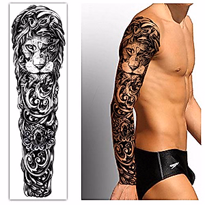 Extra Large waterproof Temporary Tattoos 8 Sheets Full Arm Fake Tattoos and 8 Sheets Half Arm Tattoo Stickers for Men and Women (22.83"X7.1")