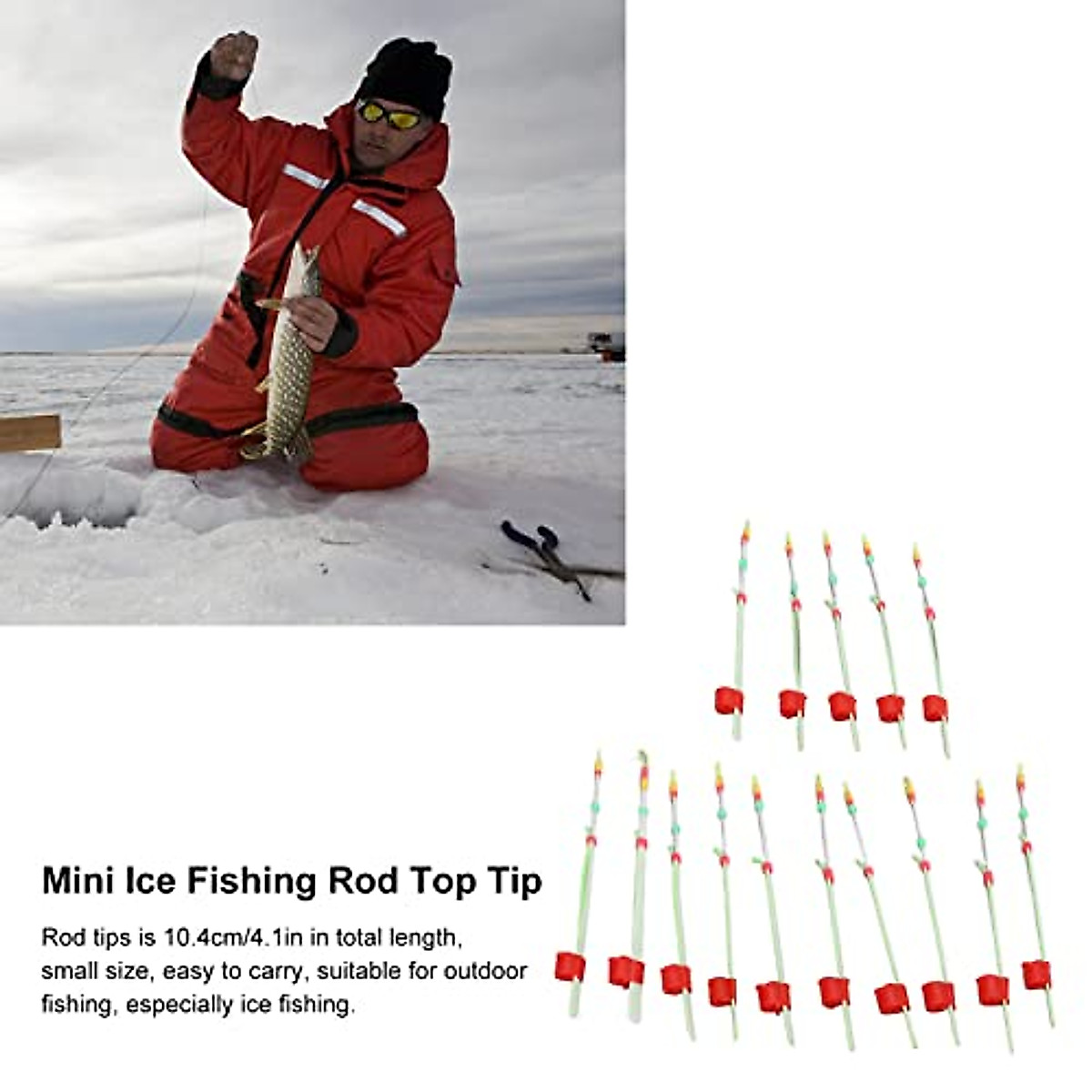 15Pcs Ice Fishing Rod Top Tip Portable Mini Winter Fishing Pole Tip Accessory Fishing Pole Tackle Tip