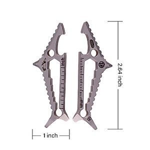 Tacray Titanium Shark-shaped multitool with bottle opener，hexagonal spanner and screwdriver,Titanium creative pendant.