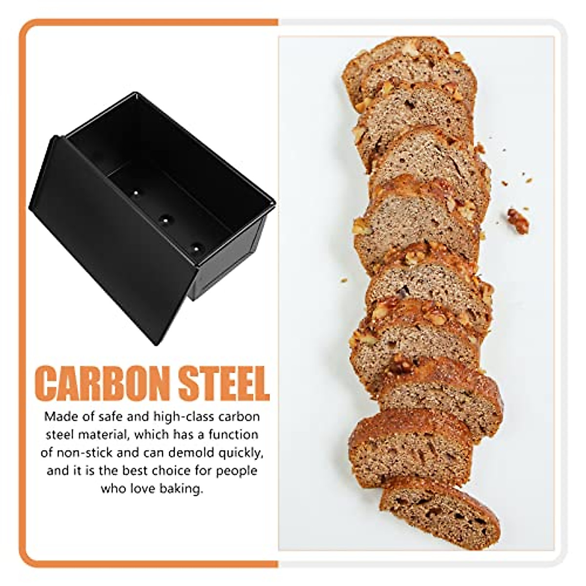 Healifty Pan with Lid Pullman Loaf Pan Carbon Steel Loaf Pan Toast Mold With Cover For Bakeware Bread, Baking Tools Bread Mold Toast For Oven Baking Pullman Loaf Broiler Pan for Oven