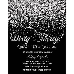 Birthday Party Invitation Milestone Birthday Dirty Thirty 16 21 30 40 50 60 70 80