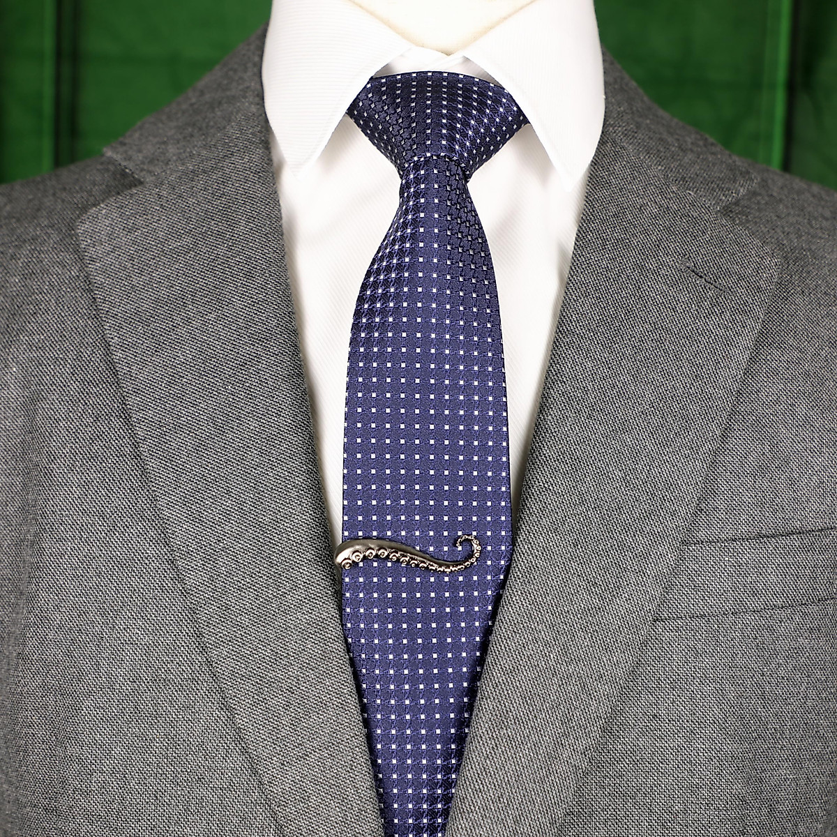 MENDEPOT Octopus Limb Tie Bar Burnished Silver Tone Octopus Limb Tie Clip In Box