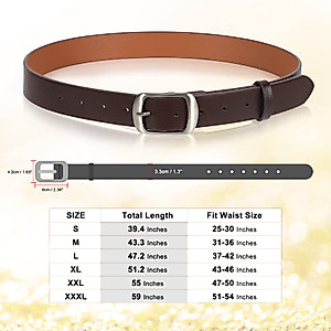 VONMELLI 2 Packs Women Leather Belts for Jeans Fashion Leather Ladies Waist Belt Black Coffee Medium