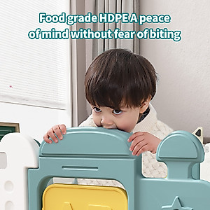 UNICOO – Baby Playpen, Foldable Kids Fence Activity Center, Safety Playard with Games Station Non-Slip Rubber Bases, Adjustable Shape, Portable Design (ZC-001-MGW Mint Green+White)