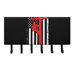 American Flag Lineman Key Hangers with 6 Hooks Large Wall Mounted Key Holder for Entryway