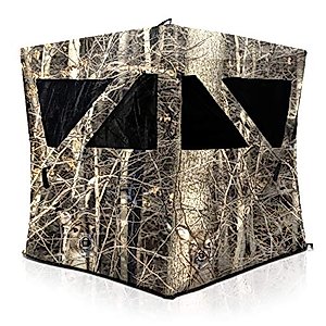 SereneLife Two Person Hunting Blind - Water Resistant Durashell Plus Hunting Ground Blind Tent Pop Up Blinds for Hunting w/Shadow Guard, Polyester Fabric, Includes Carry Bag/Tie-Down Cords - SLHT49