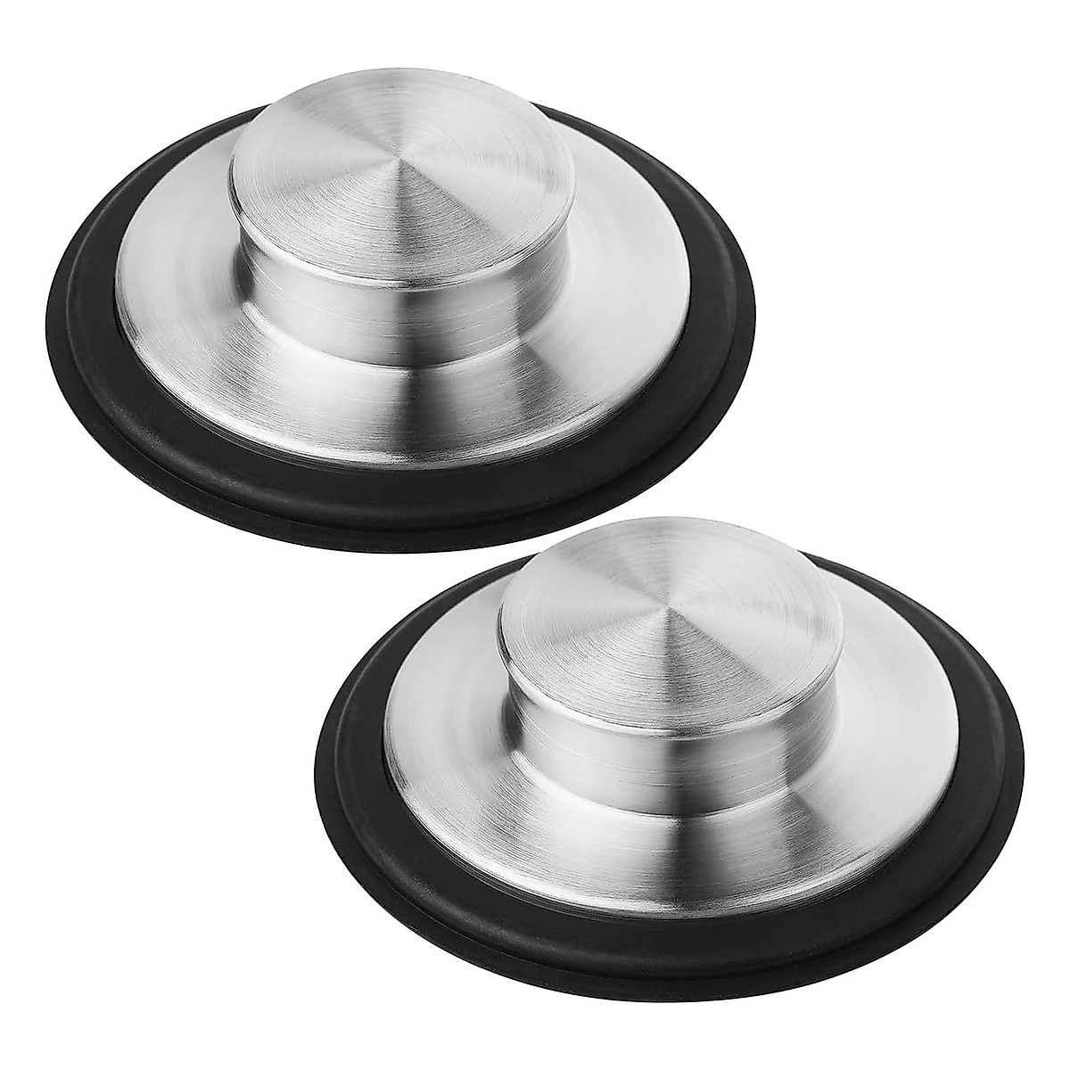 ROYALEAD 2pcs Sink Bath Plug 86mm Stainless Steel Chain Hook Simple Installation for Kitchen Bath Sink Drain Stopper Plug