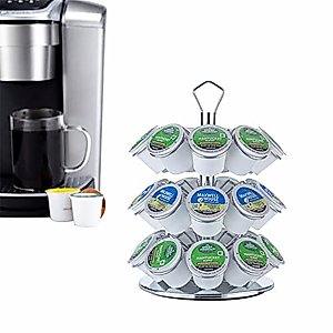 Rice rat K cup Holder Storage Coffee Capsules Pod Holder Carousel 3 Tier Compatible with 27 K-Cup Pods