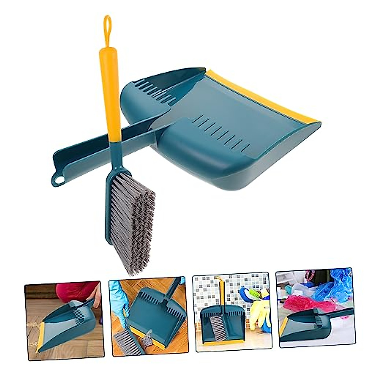 Healeved 1 Set Kitchen Broom Tiny Cleaning Broom Mini Dustpan Soft Bristle Broom Hand Broom Shovel Brush Combination Short Handle Broom Tiny Brush Dustpan Car Broom and Dustpan Pp Green
