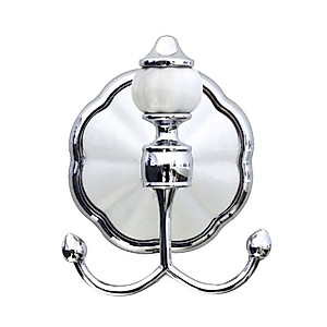 MODONA Double Robe & Towel Hook - White Porcelain & Chrome - Flora Series - 5 Year Warrantee