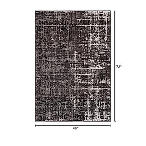 Rugs.com Valencia Collection Area Rug – 4' x 6' Charcoal Low Rug Perfect for Entryways, Kitchens, Breakfast Nooks, Accent Pieces