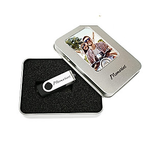 32GB Storage USB Flash Drive 3.0 with Tin Case/Box Set of 5 Thumb Drive Package. Flash Drive and Case for Weddings, Memories, Videos Perfect for Professional Photographers (Memories Label)