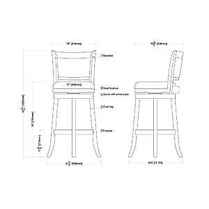 Boraam Augusta Bar Height Swivel Stool, 29-Inch, Cappuccino