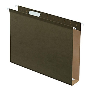 Pendaflex Extra Capacity Reinforced Hanging File Folders, 2", Letter Size, Standard green, 1/5 Cut, 25/BX (04152X2)