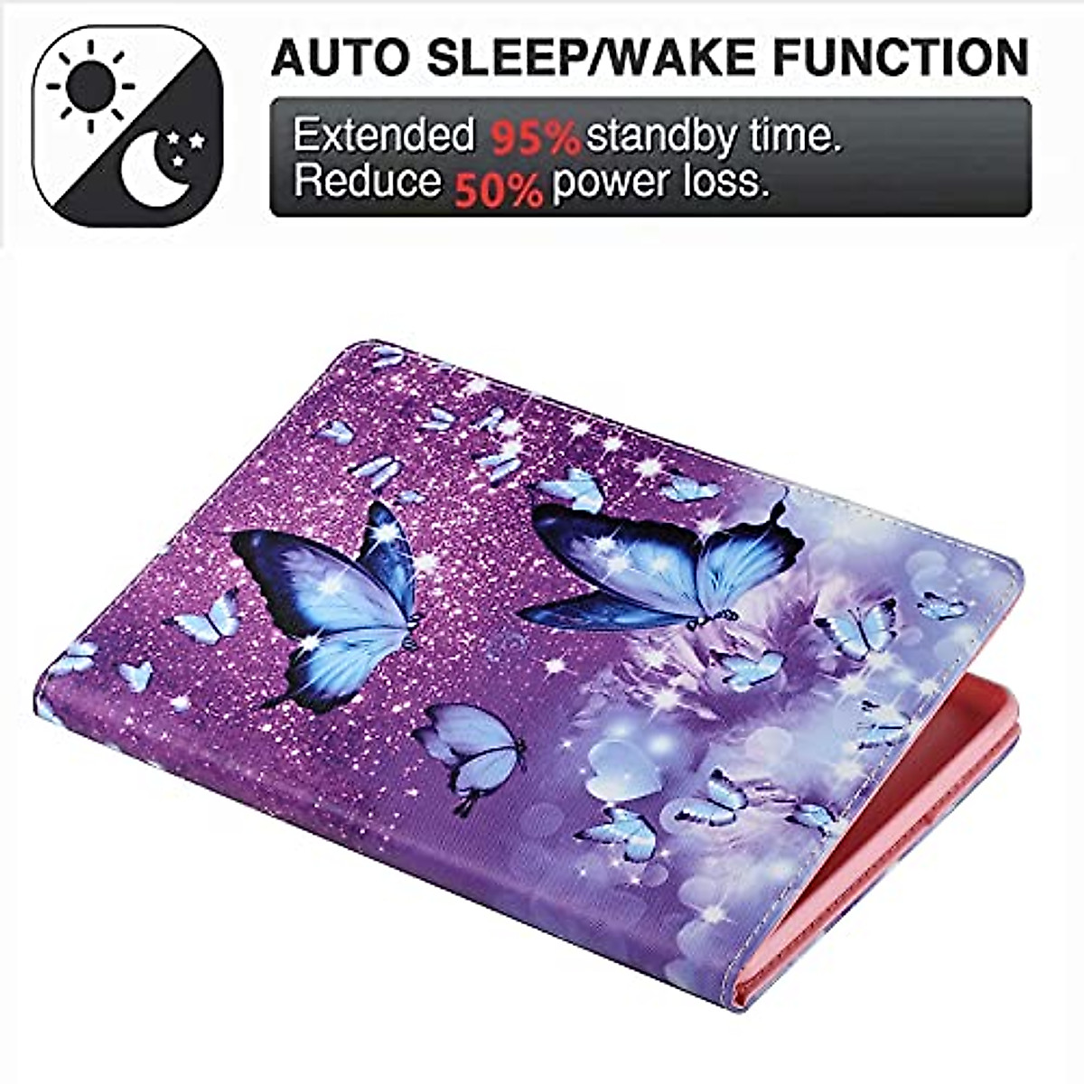 All-New Amazon Fire HD 10 & 10 Plus Case (Only Compatible with 11th Generation, 2021 Release), Not Suitable for 7th/5th Fire 10, Premium PU Leather Stand Cover with Smart Auto Wake/Sleep, Butterfly