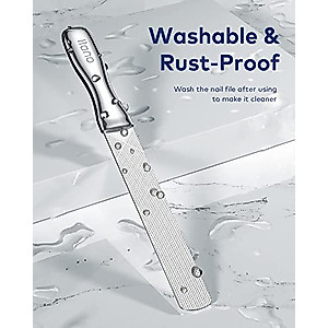 llano Metal Nail File, Stainless Steel Nail Files for Natural Nails with Leather Case, Medical Grade Double Sided Toenail Files for Thick Nails, Professional Fingernail Files for Women Men and Seniors