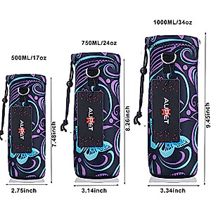 AUPET Water Bottle Carrier,Insulated Neoprene Water Bottle Holder Bag Case Pouch Cover 1000ML or 750ML,Adjustable Shoulder Strap, Great for Stainless Steel and Plastic Bottles