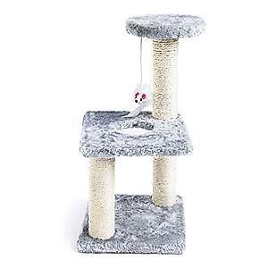 Small Cat Scratching Toy-Small Kitten Toy, Cat Toys for Indoor Cats, Kittens Post and Dangling Ball for Indoor Kittens and Cat Tree Small, Great for Kittens, Made for Kitten and Small Cat 16" Height