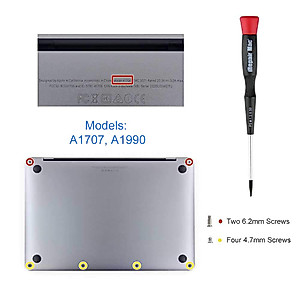 Silver Pentalobe Bottom Case Screws and Pentalobe Screwdriver Compatible with MacBook Retina 15-inch A1707 and A1990, Year 2016-2020