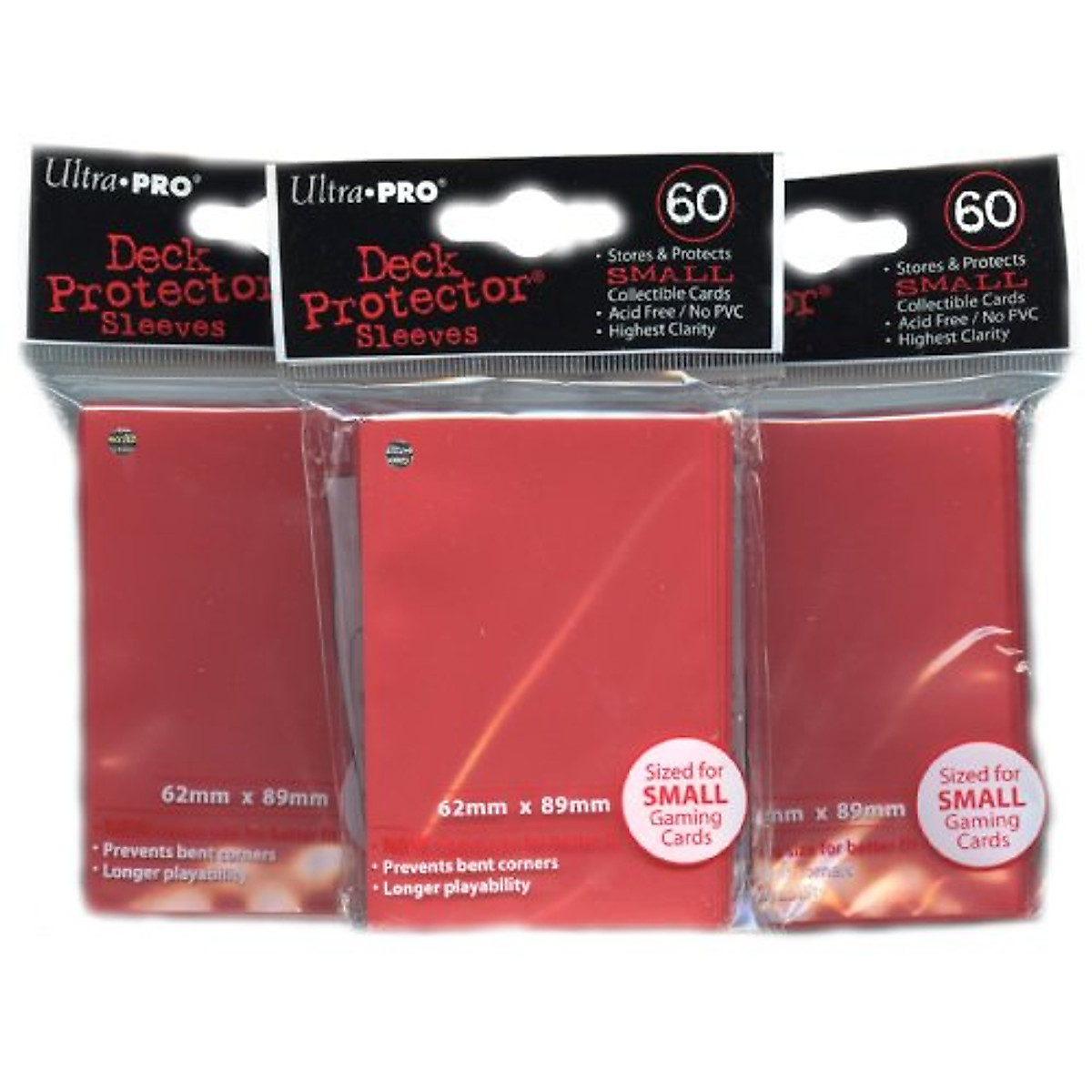 Ultra Pro Card Supplies YuGiOh Sized Deck Protector Sleeves Red 60 Count x3