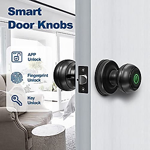 GeekTale Smart Door knob, Fingerprint Door Lock Smart Lock Biometric Door Lock Fingerprint Door knob with App Control, Great for Bedrooms,Cloakroom,Apartments Offices,Hotels