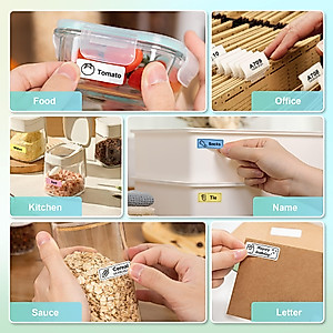 Nelko Label Maker Machine with Tape, P21 Portable Bluetooth Label Printer, Wireless Built-in Cutter Sticker Maker Mini Label Makers with Multiple Templates for Organizing Storage Office, Light Yellow