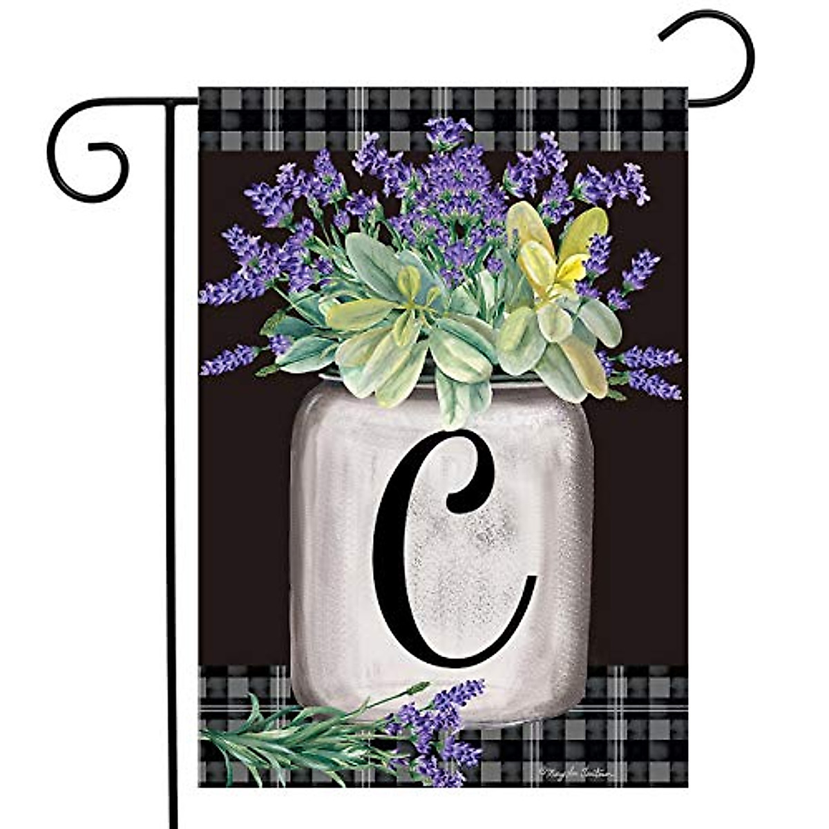 Farmhouse Monogram Letter C Garden Flag Floral Briarwood Lane 12.5" x 18"