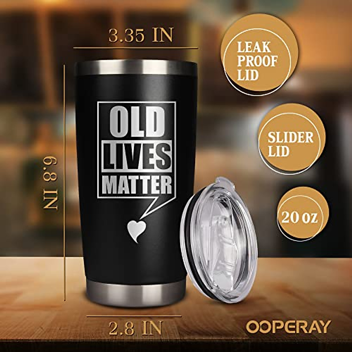 OOPERAY Gifts for Men Women, Old Lives Matter Tumbler 20oz, Christmas Stocking Stuffers for Him Her,Birthday Gifts for Grandma Grandpa, Funny Retirement Gifts for Dad Mom, Novelty Gifts for Elderly