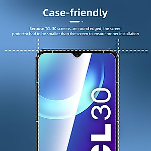 NEW'C [3 Pack] Designed for TCL 30 5G/TCL 30/TCL 30 Plus Screen Protector Tempered Glass, Bubble Free, Ultra Resistant