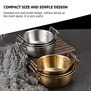 Stainless Steel Bowl with Handle Fruit Salad Bowl Saucepan Milk Pot Small Cooking Pot French Fries Fast Food Basket Snack Bowl Food Serving Bowl for Hot Dogs Deli Chicken Burgers Sandwiches 12cm